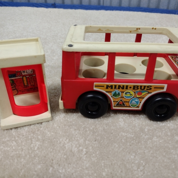 Fisher-Price | Other | Fisherprice Red And Cream Mini Bus Toy | Poshmark